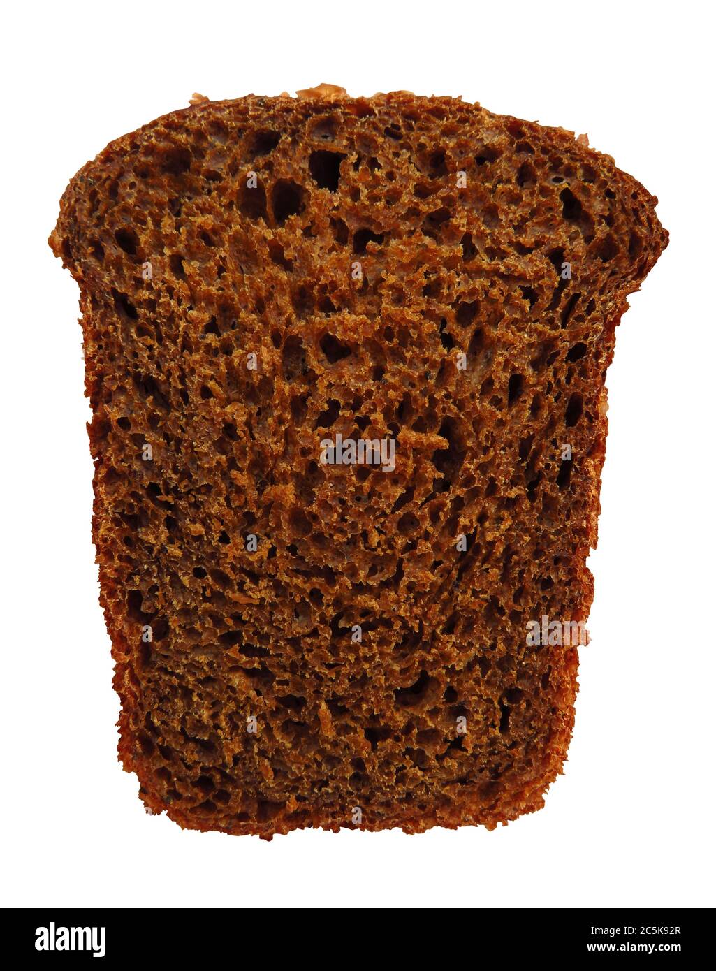 Slice of rye bread with linseeds and sunflower seeds isolated on white ...