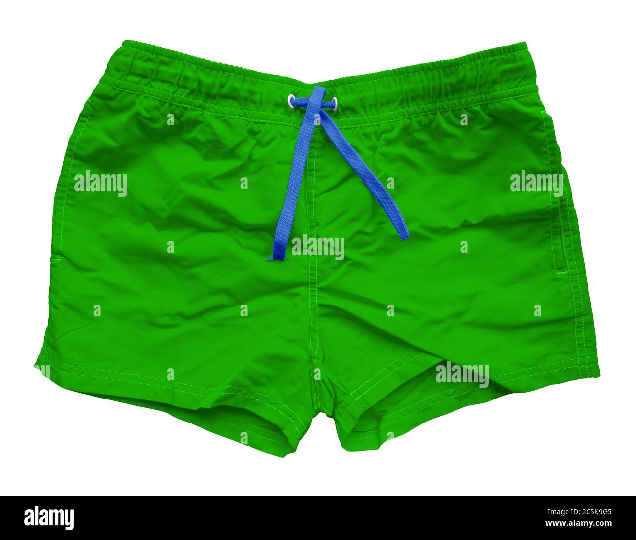 Green sports shorts isolated on white background. Clipping path ...