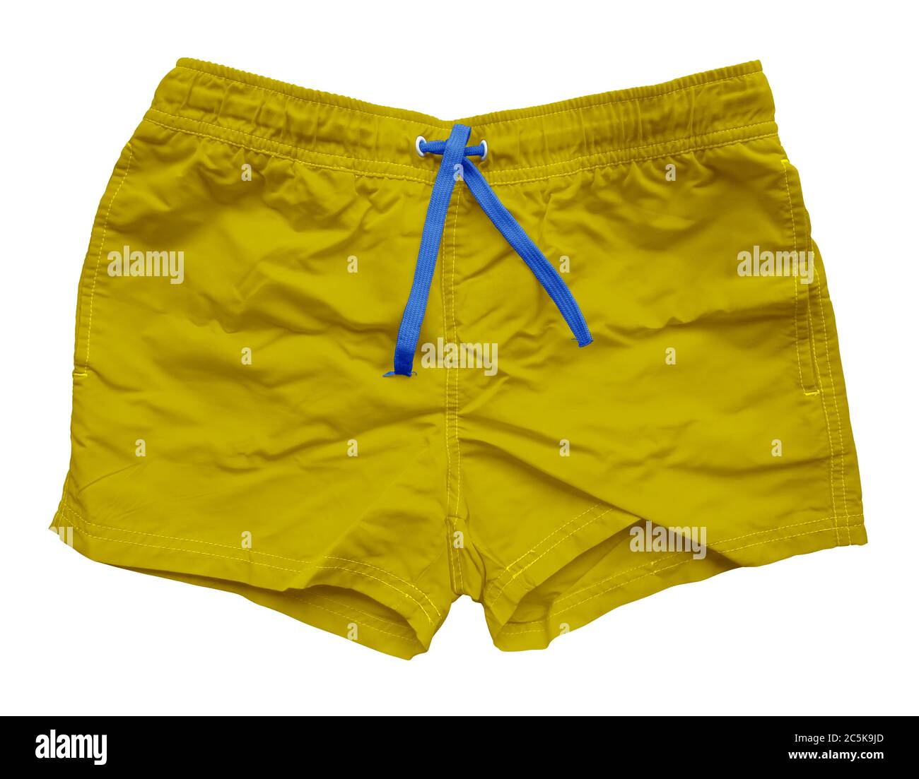 Yellow sports shorts isolated on white background. Clipping path ...
