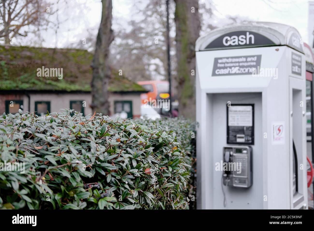 Armoured public cash machine seen near a bus station in the city centre ...