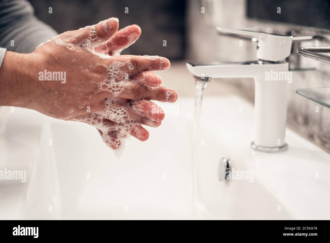 Coronavirus. Proper washing and handling of hands. Liquid antibacterial ...