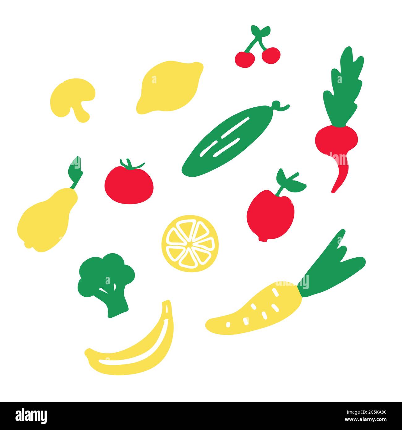 A hand-drawn set of food and dishes. Doodle collection of meal Stock ...