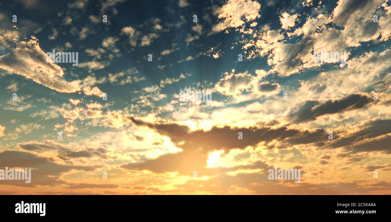 Sunset / sunrise with clouds, light rays and other atmospheric effect ...