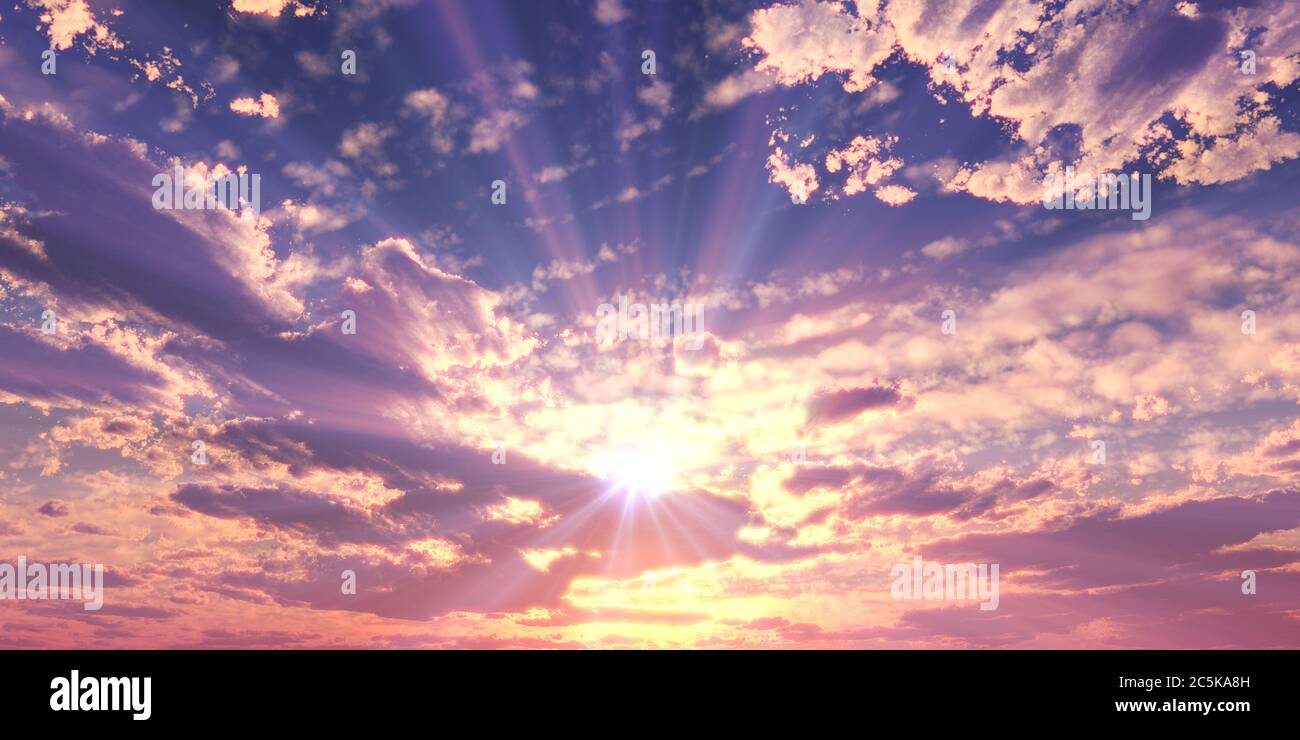 Sunset / sunrise with clouds, light rays and other atmospheric effect ...