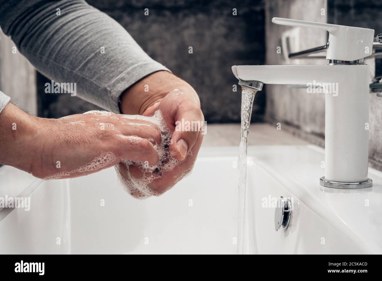 Coronavirus. Proper washing and handling of hands. Liquid antibacterial ...