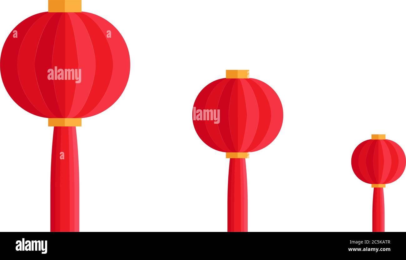 Vector set of red Chinese lanterns circular and cylindrical shape Stock ...