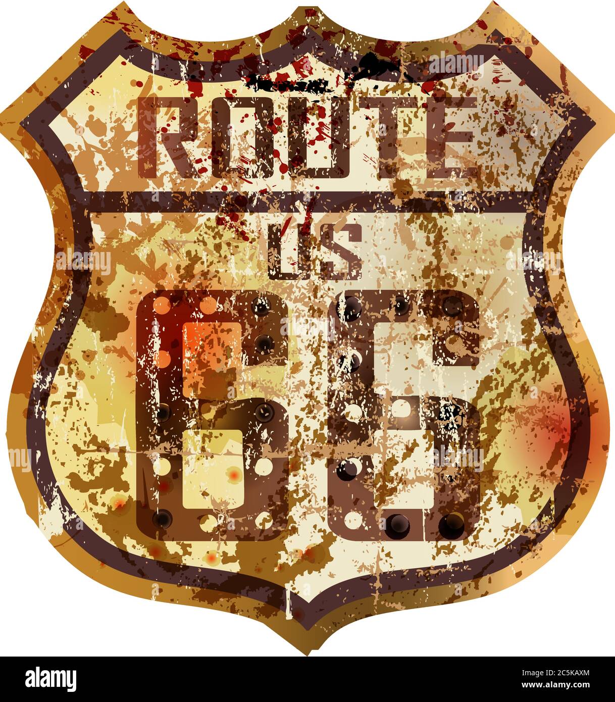 vintage route 66 road sign, retro style, vector illustration Stock ...