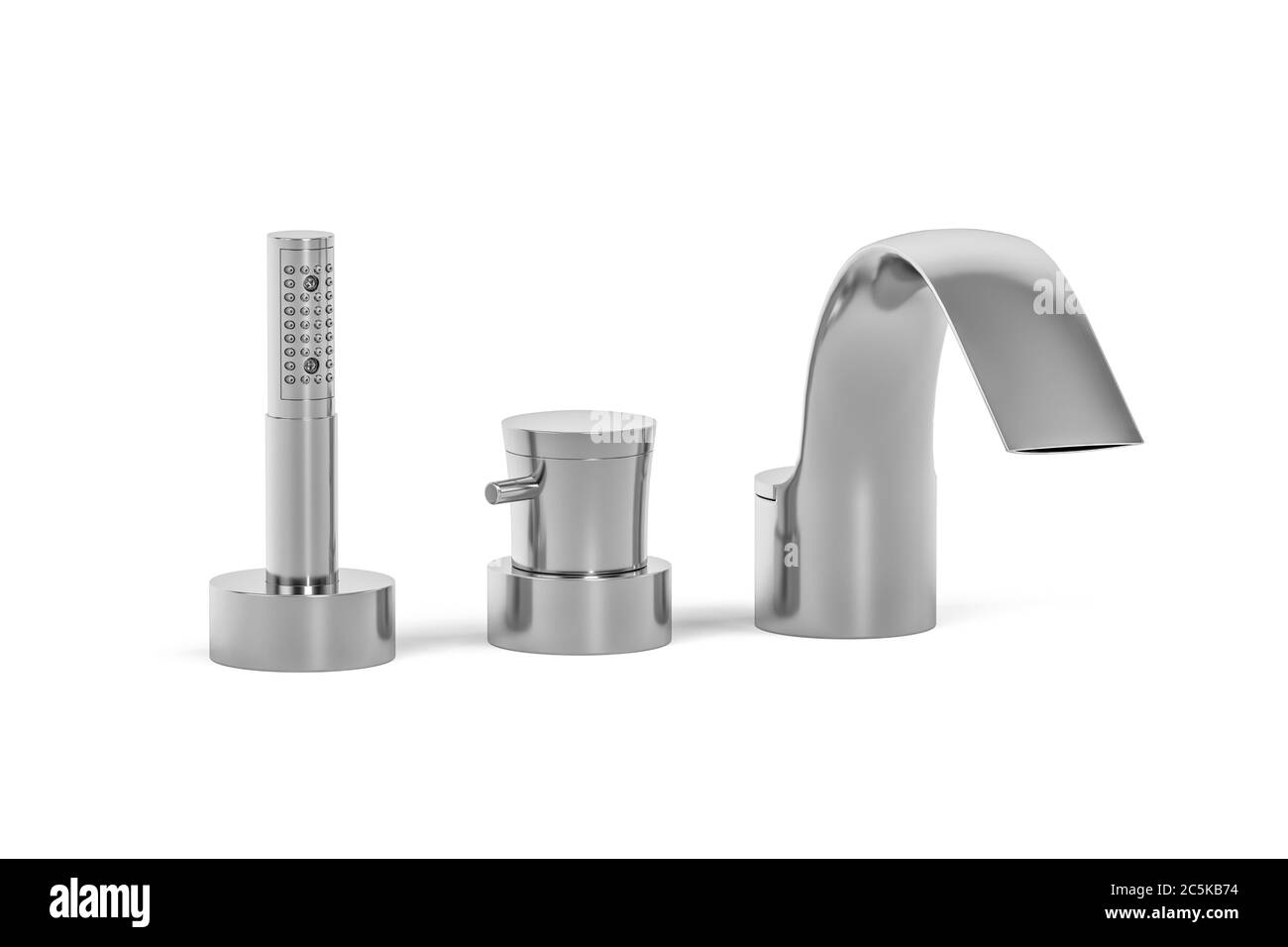 Bath faucet set isolated on a white background - photorealistic 3d ...
