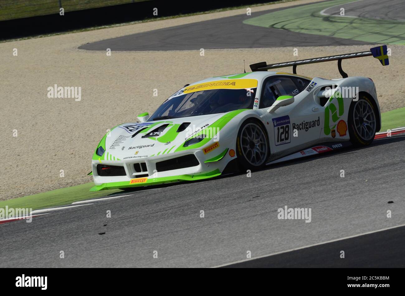 MUGELLO, ITALY - 23 March 2018: Christian Kinch drive Ferrari 488 ...