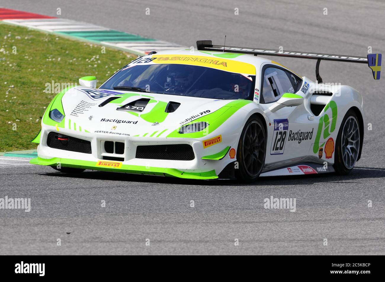 MUGELLO, ITALY - 23 March 2018: Christian Kinch drive Ferrari 488 ...