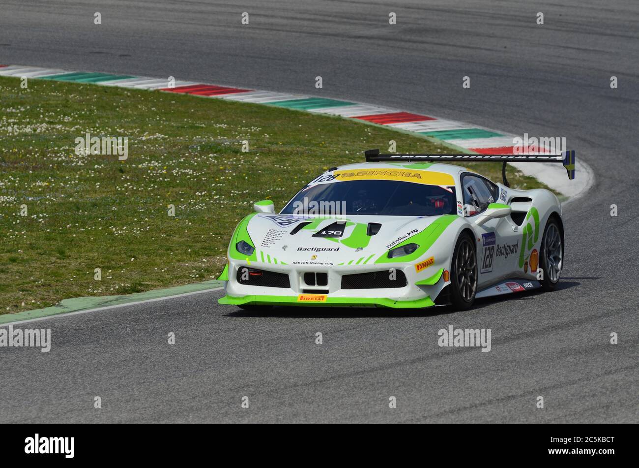MUGELLO, ITALY - 23 March 2018: Christian Kinch drive Ferrari 488 ...