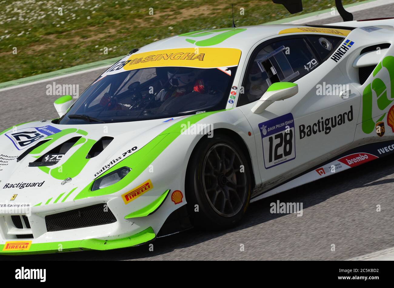 MUGELLO, ITALY - 23 March 2018: Christian Kinch drive Ferrari 488 ...