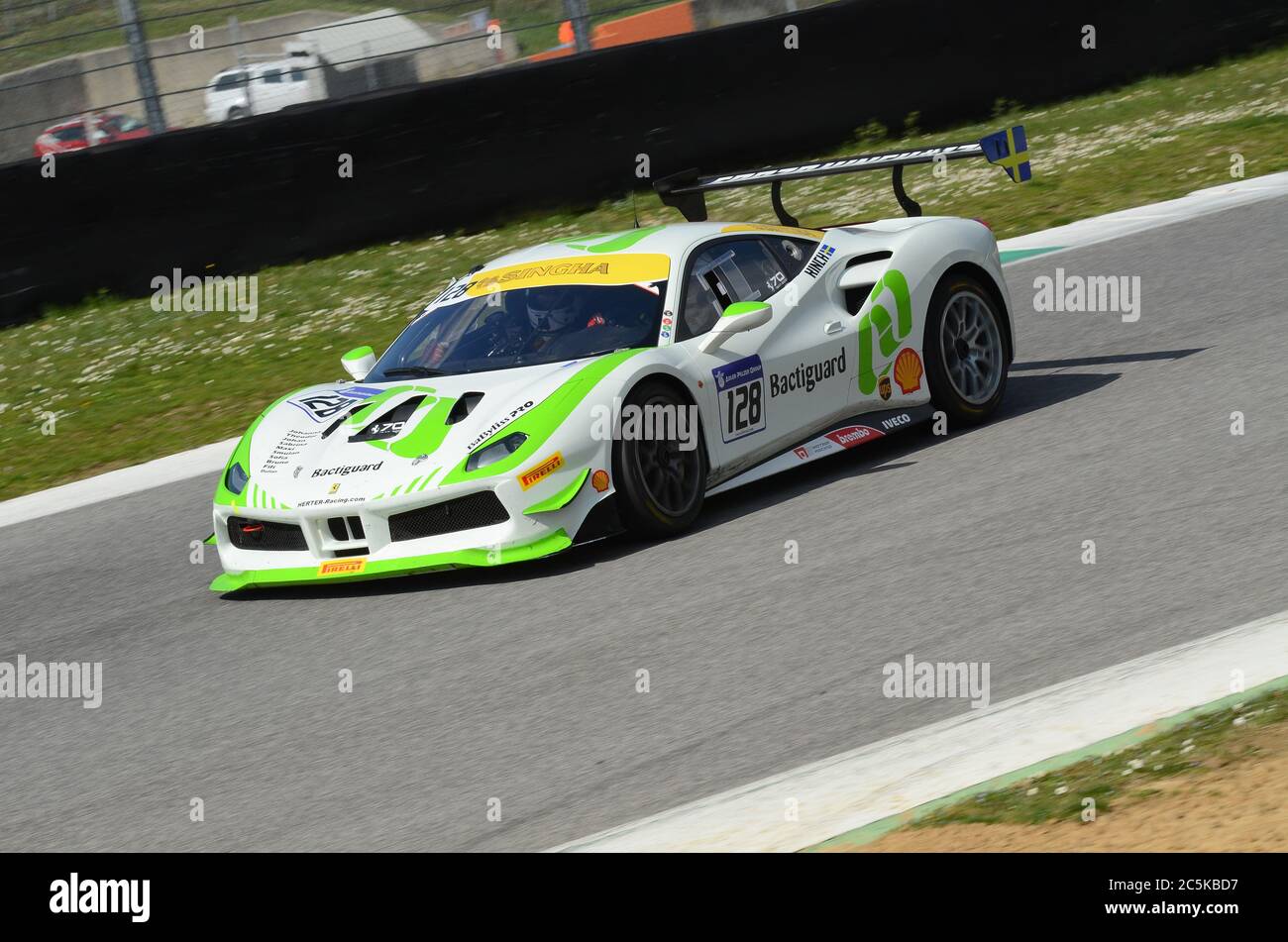 MUGELLO, ITALY - 23 March 2018: Christian Kinch drive Ferrari 488 ...