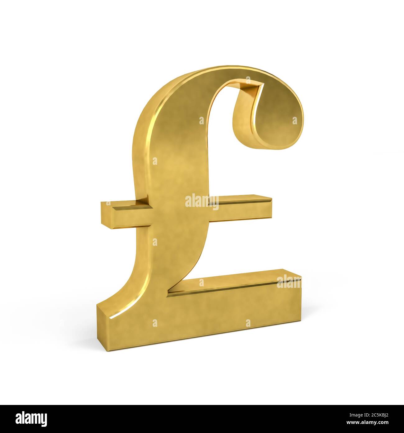 Golden British Pound sign isolated on white background - 3d render ...