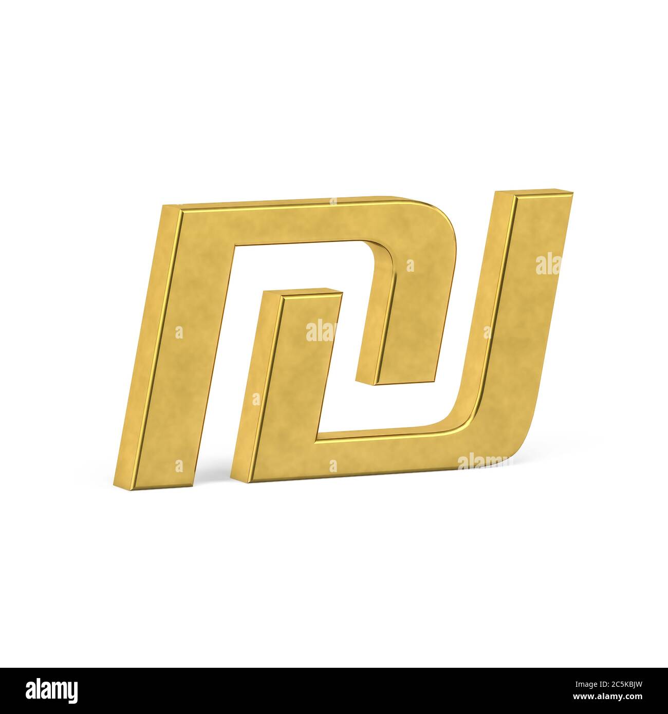 Golden Israeli shekel sign isolated on white background - 3d render ...