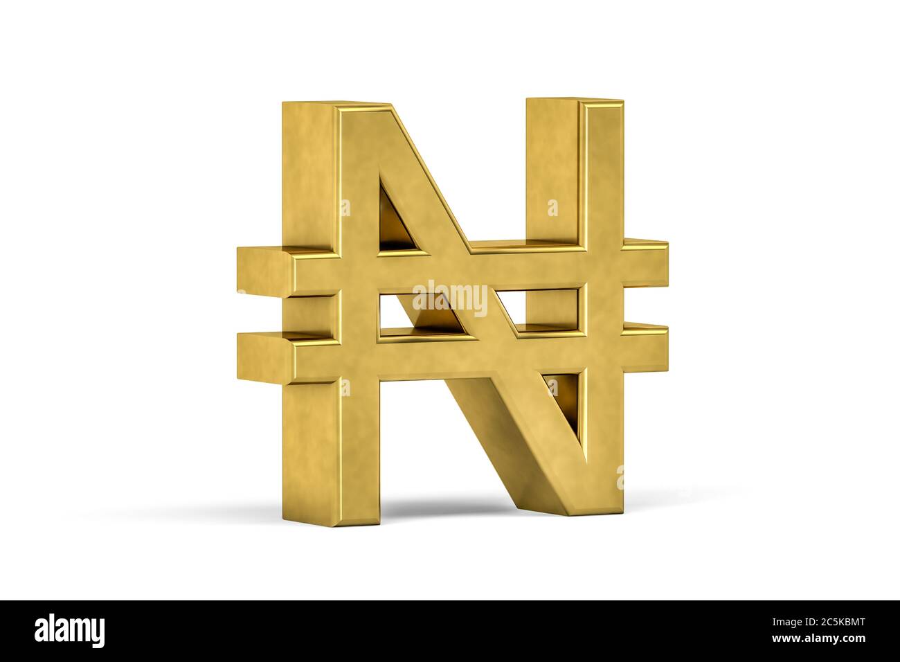 Golden Nigerian naira sign isolated on white background - 3d render ...