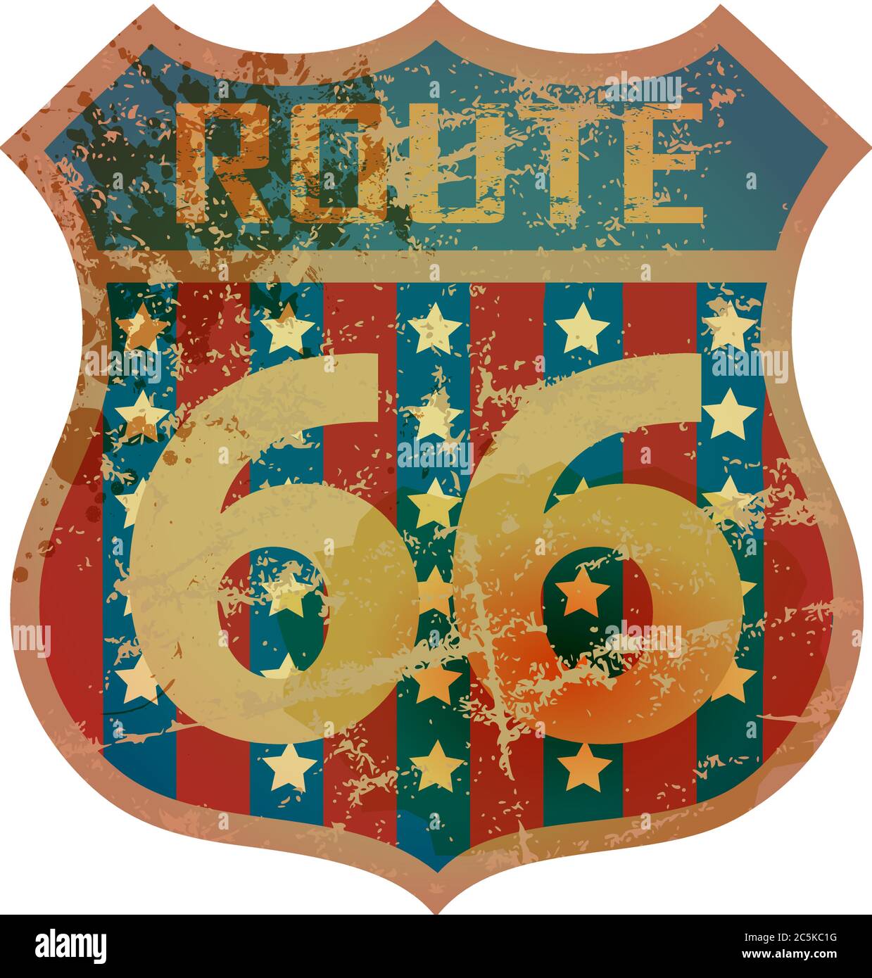 Route 66 sign,distressed grungy roadsign, retro style, vector ...