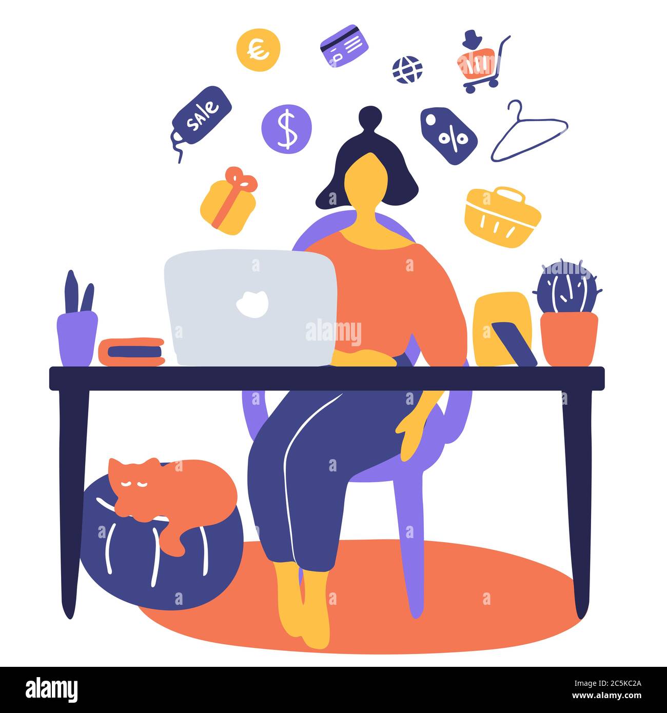 E-commerce buyer. Internet items. Online shopping concept. Flat vector ...