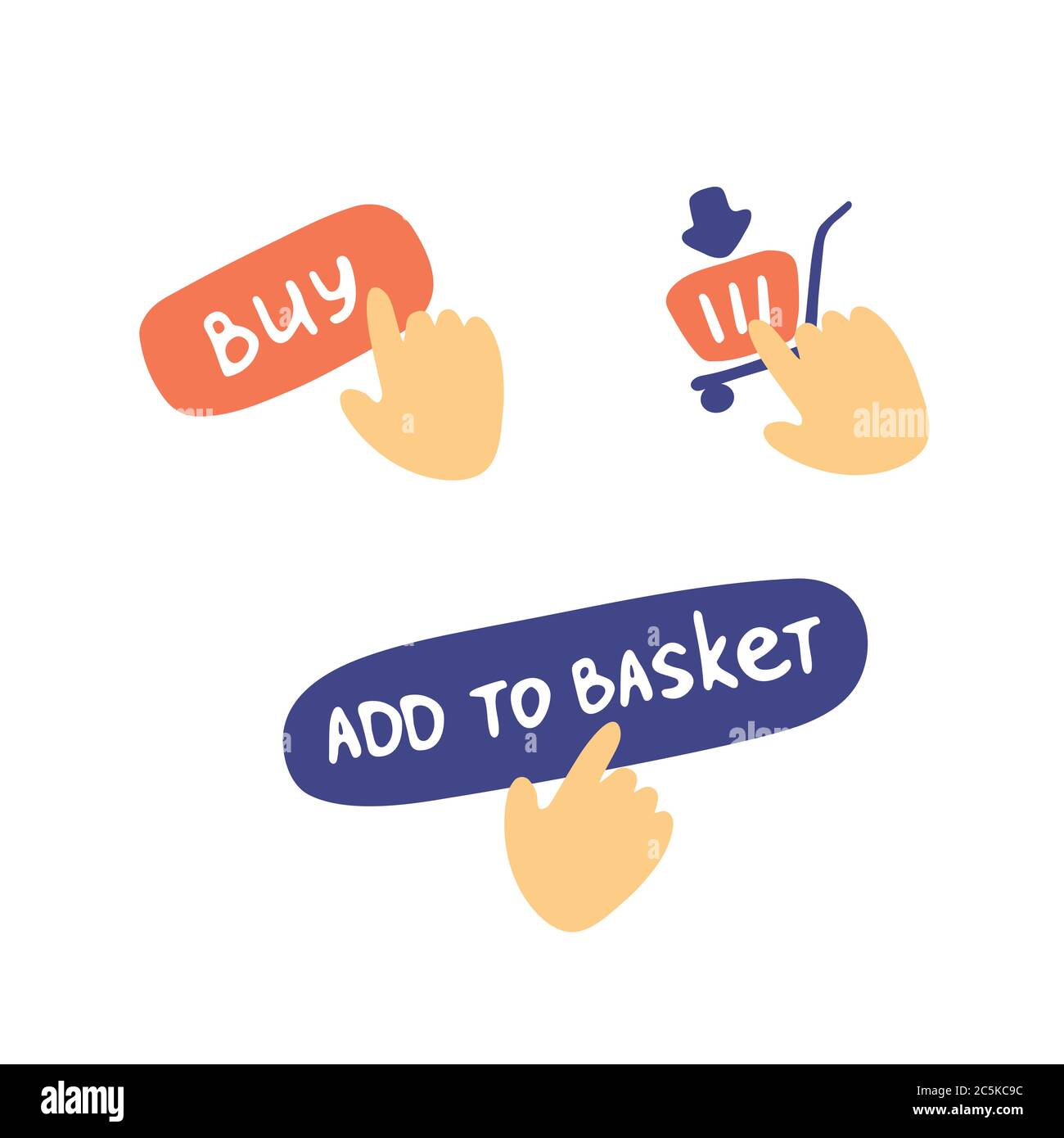 Online shopping icons. Buy, add to basket buttons. Simple flat shopping ...