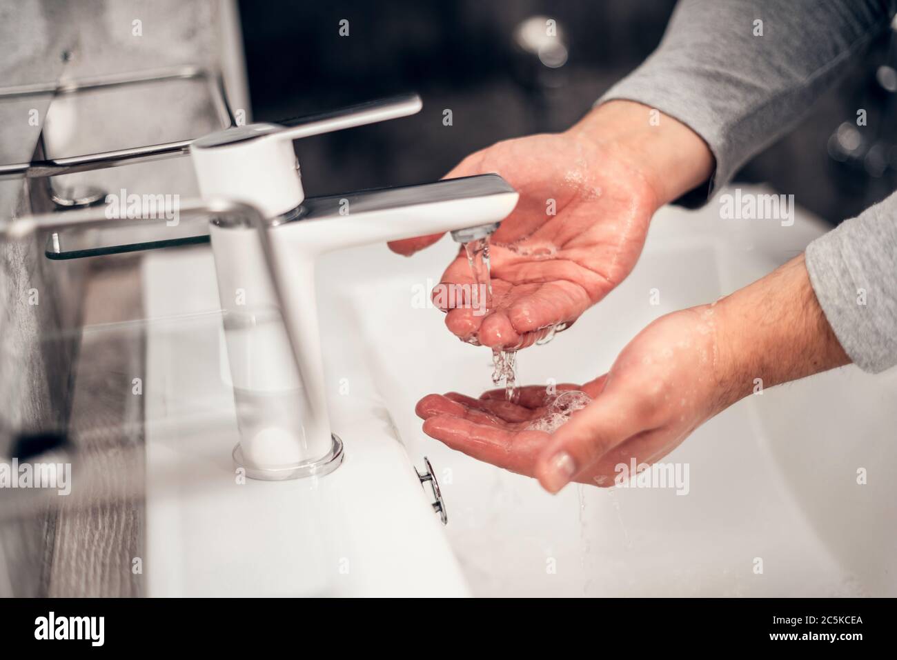 Coronavirus. Proper washing and handling of hands. Liquid antibacterial ...