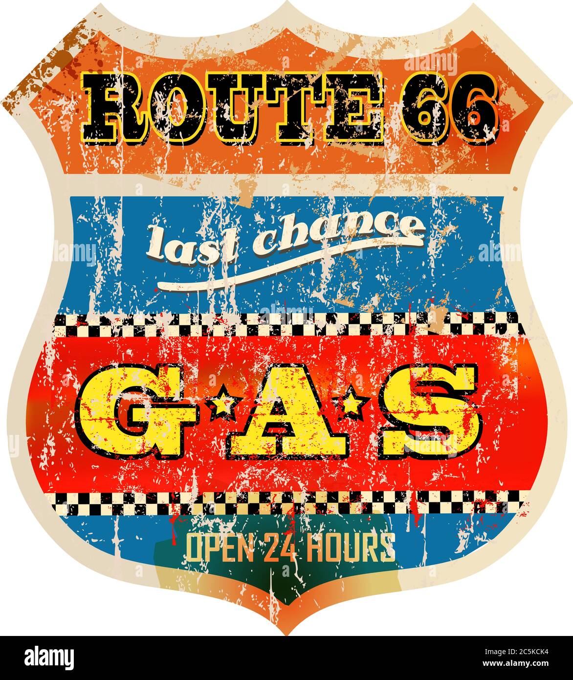 vintage route 66 gas sation sign, retro style vector illustration ...