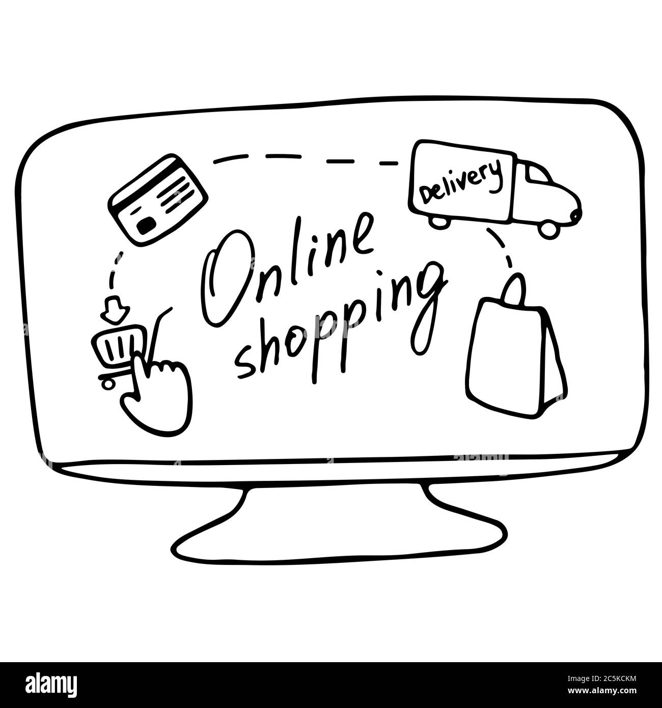 Online shopping concept. Online purchases from home. Process of buying ...