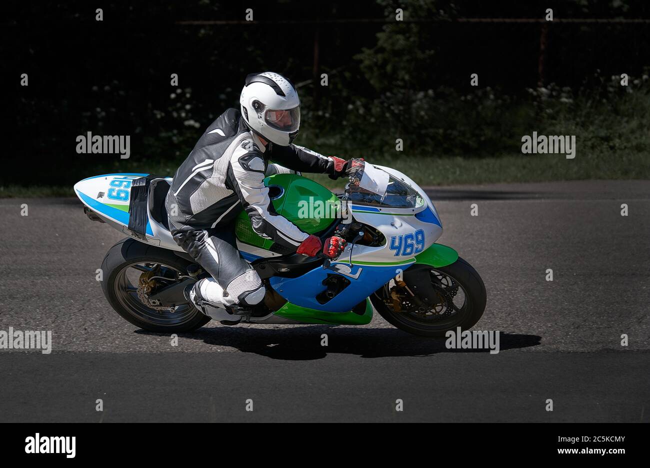 Man riding motorcycle in asphalt road curve with rural,motorcycle ...