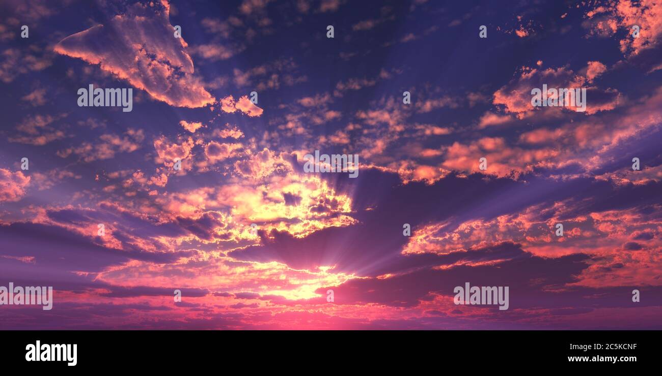 Sunset / sunrise with clouds, light rays and other atmospheric effect ...