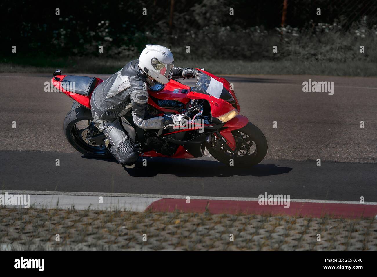 Man riding motorcycle in asphalt road curve with rural,motorcycle ...