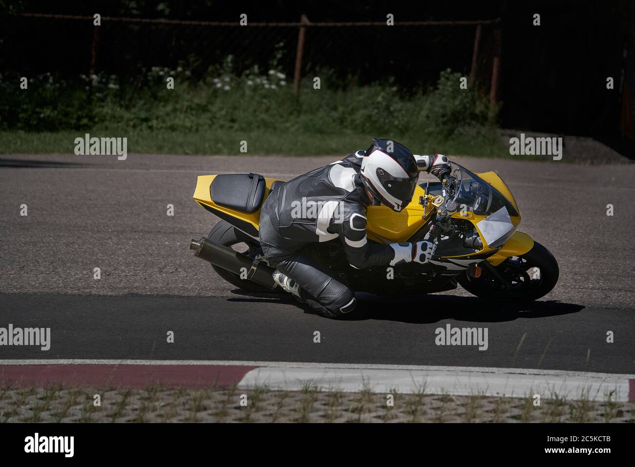 Man riding motorcycle in asphalt road curve with rural,motorcycle ...