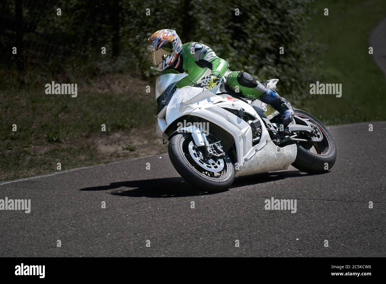 Man riding motorcycle in asphalt road curve with rural,motorcycle ...