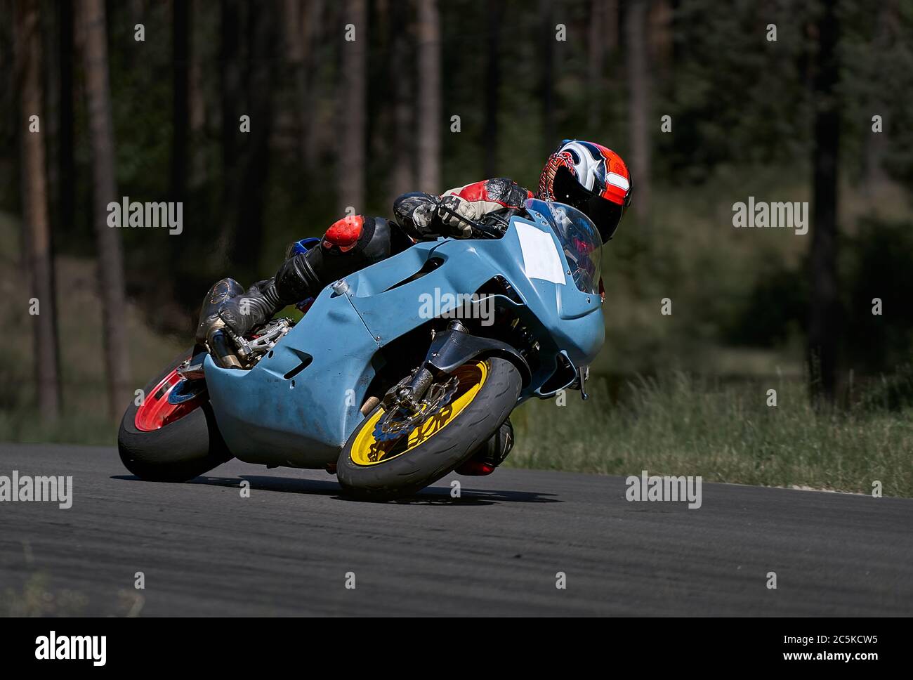 Man riding motorcycle in asphalt road curve with rural,motorcycle ...