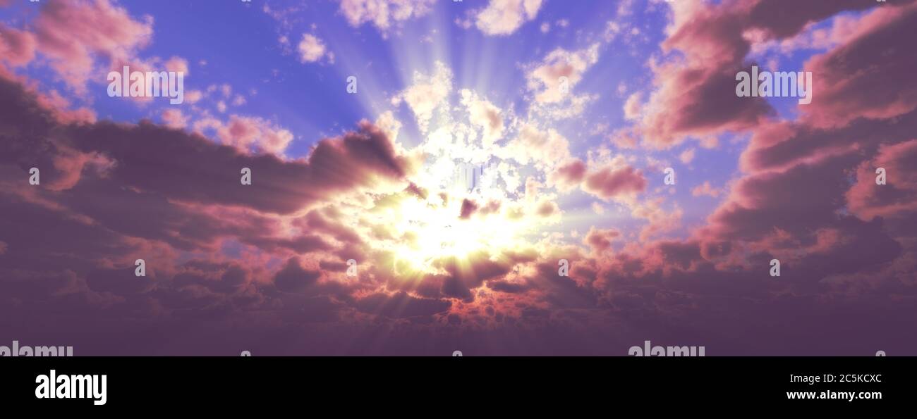 Sunset / sunrise with clouds, light rays and other atmospheric effect ...