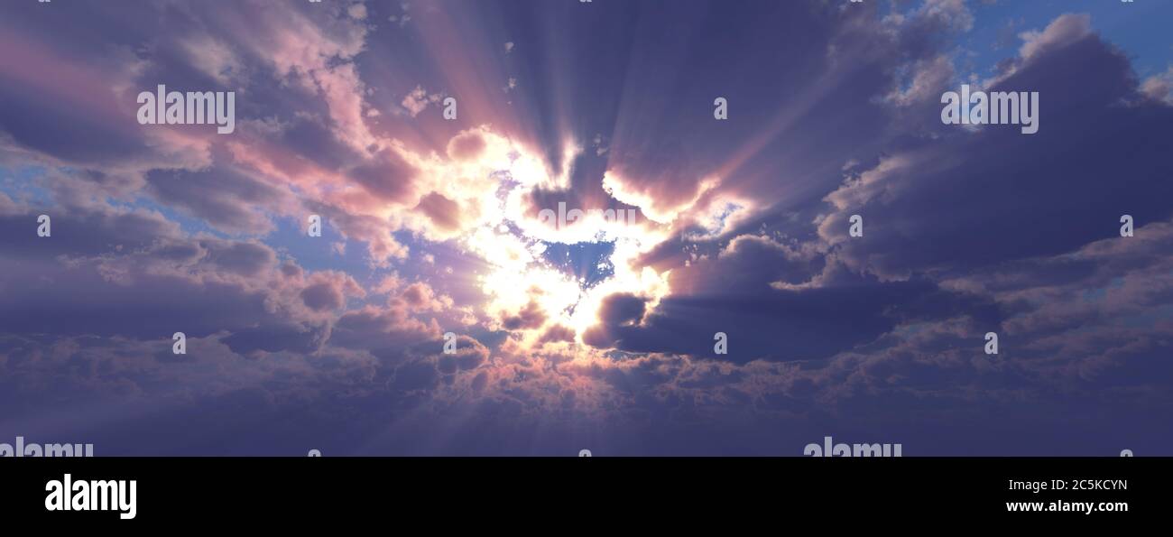 Sunset / sunrise with clouds, light rays and other atmospheric effect ...