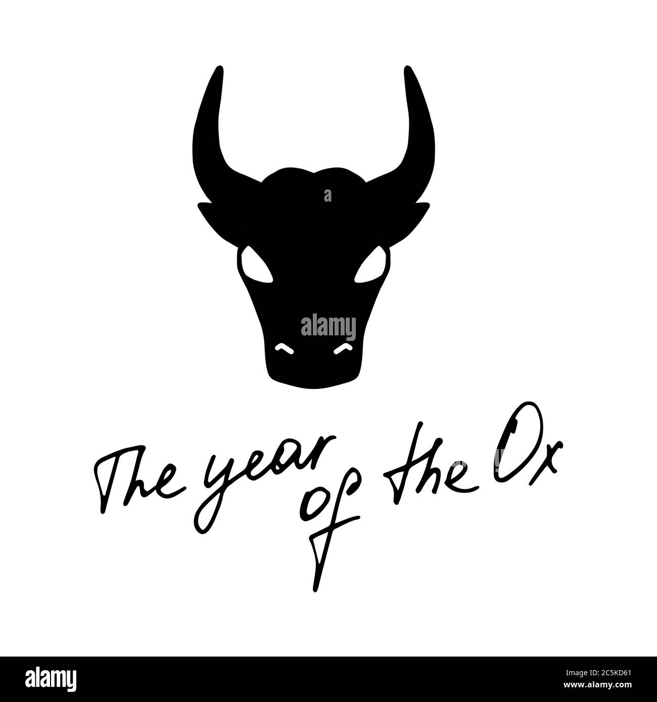 Ox, bull, cow on white background. Lunar horoscope sign. Chinese new ...