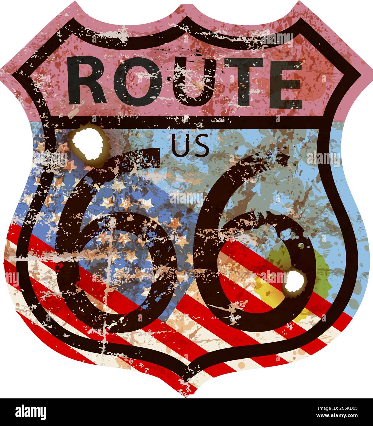 Route 66 sign,distressed grungy roadsign, retro style, vector ...
