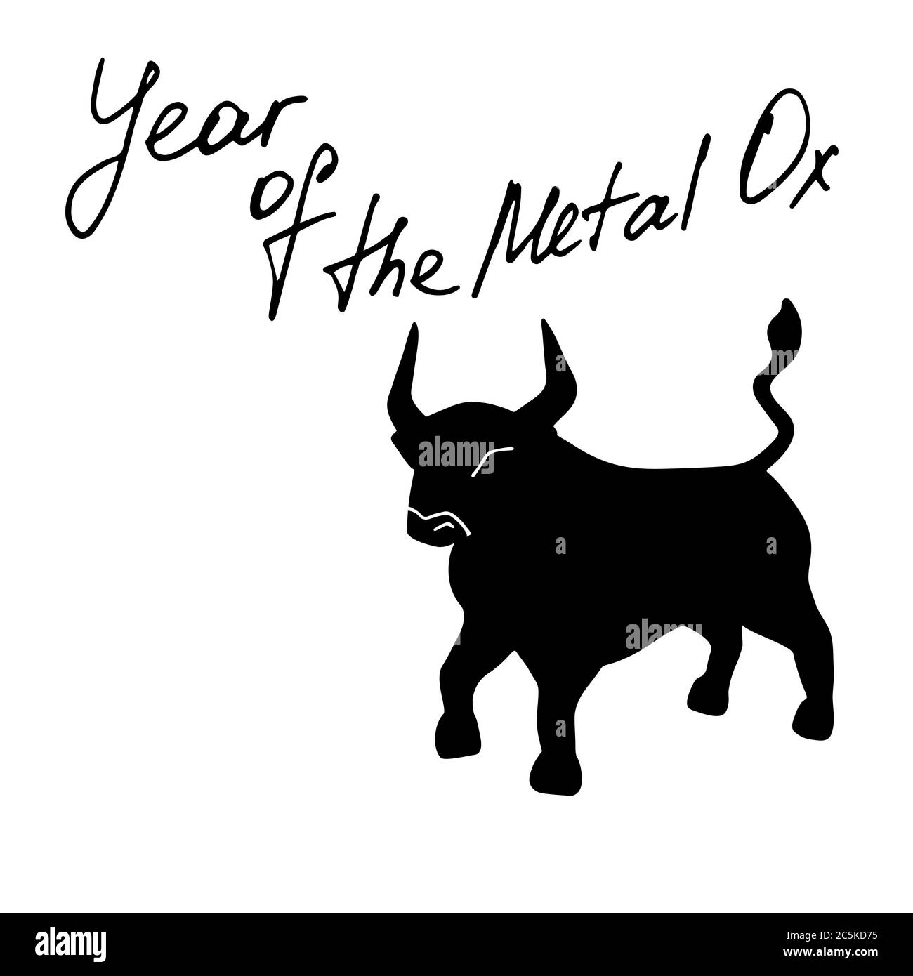 Ox icon. Symbol of the chinese year. Hand drawn sign of the 2021 year ...