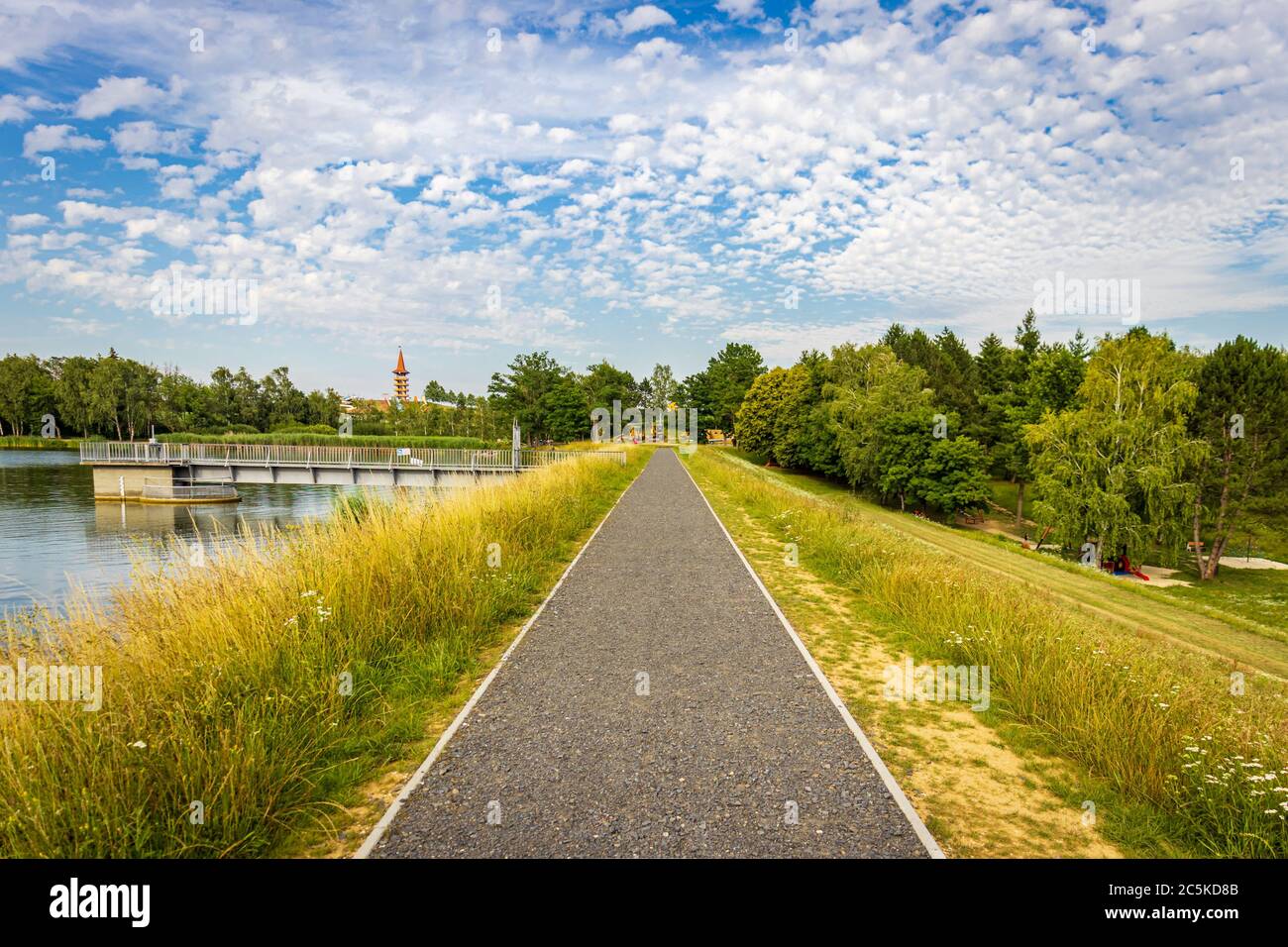 Bicycle road construction site at Lake Gebart (Gébárti-tó) in Zalaegerszeg, Hungary Stock Photo ...