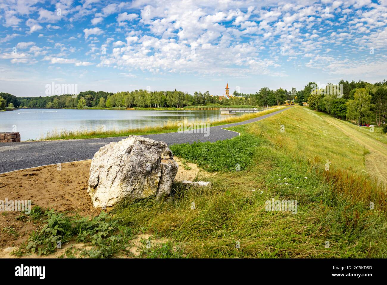 Bicycle road construction site at Lake Gebart (Gébárti-tó) in Zalaegerszeg, Hungary Stock Photo ...