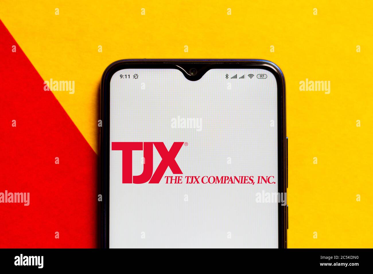 In this photo illustration the TJX Companies logo seen displayed on a ...
