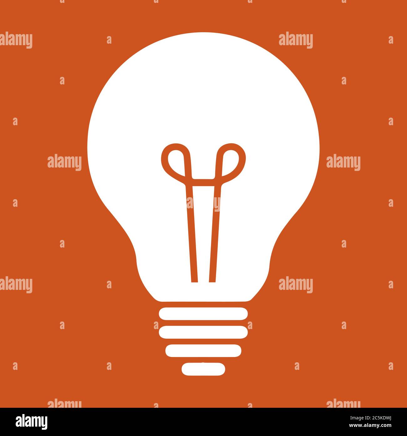 Bulb icon in trendy flat style isolated on red background. Vector ...