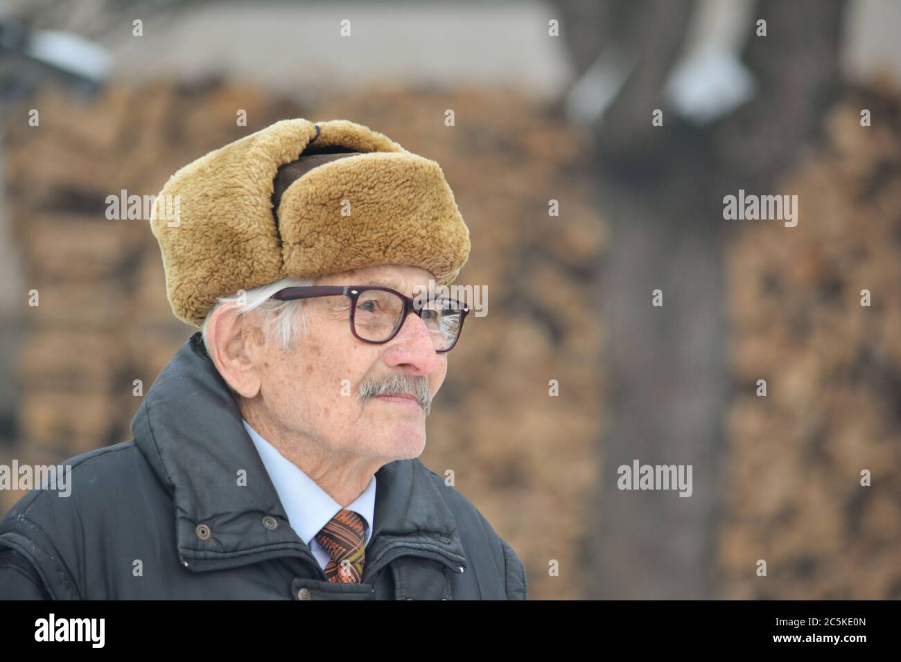 Portrait of vital, old man thinking about the past times Stock Photo ...