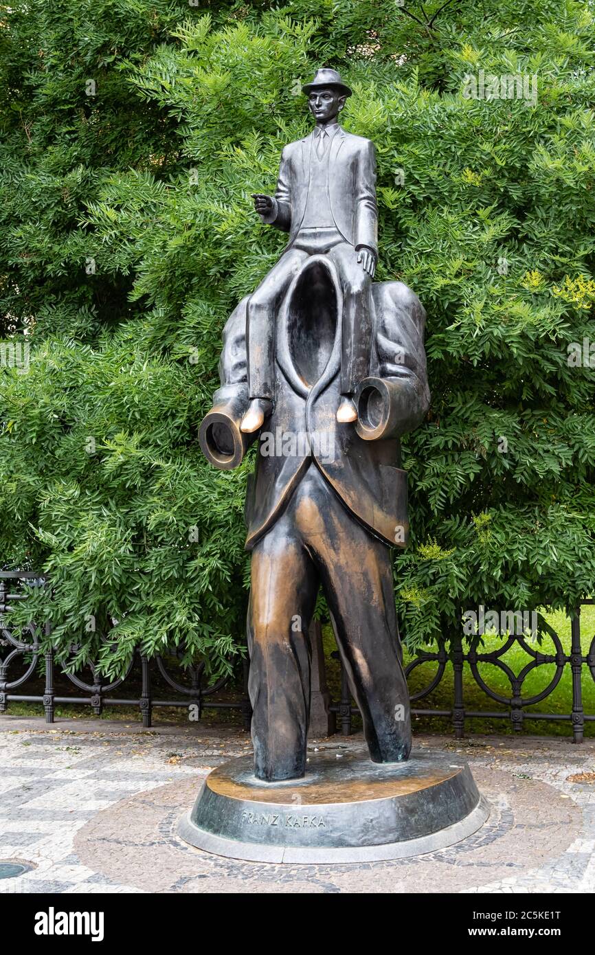 PRAGUE, CZECH REPUBLIC - JULY 19, 2019: Statue of Franz Kafka (by ...