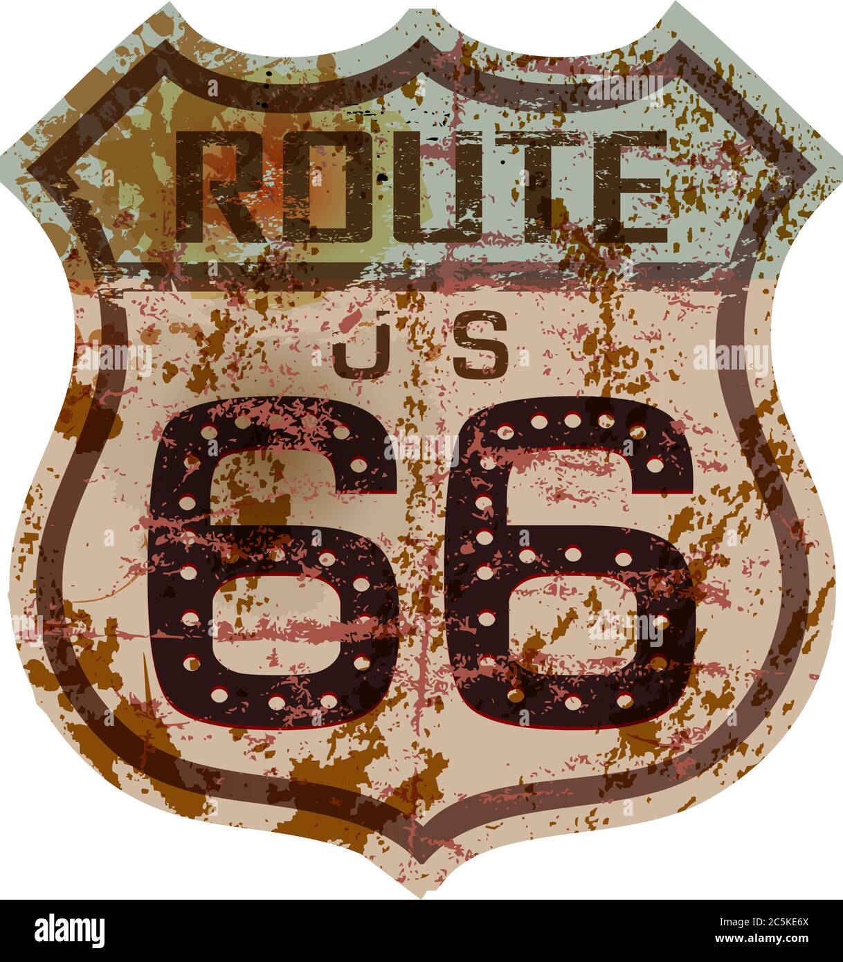 Route 66 sign,distressed grungy roadsign, retro style, vector ...