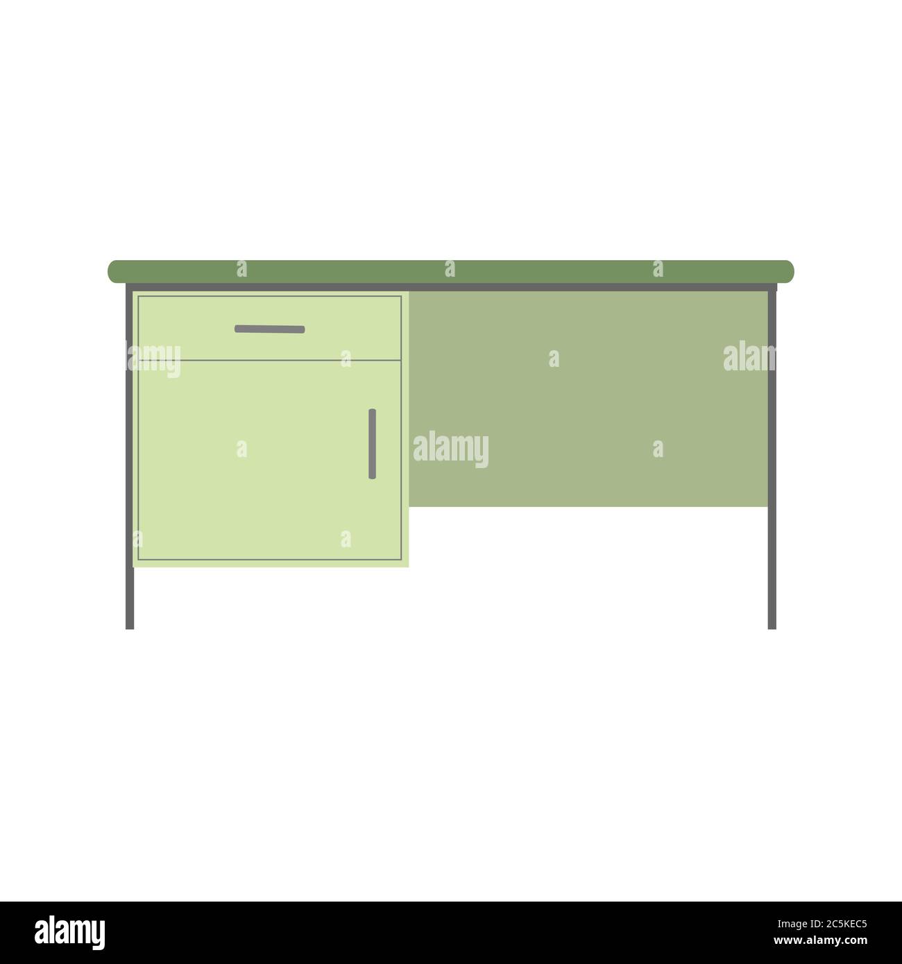 Office desk or table on white background. Vector illustration in trendy ...