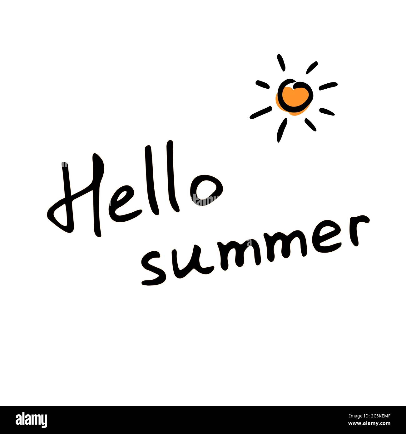Hello summer inscription. Hand drawn lettering. Vector Stock Vector ...
