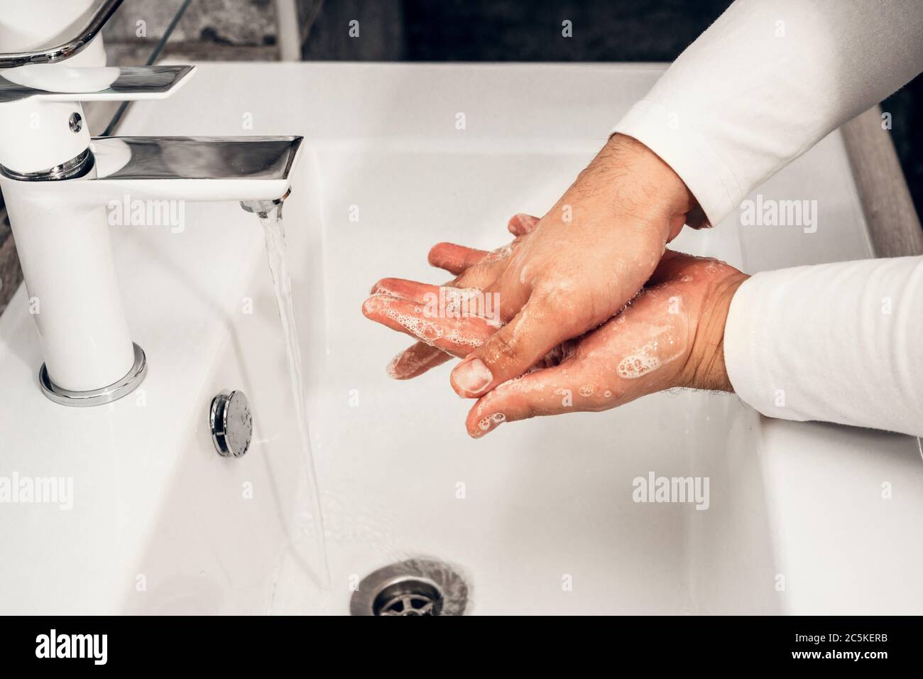 Coronavirus. Proper washing and handling of hands. Liquid antibacterial ...