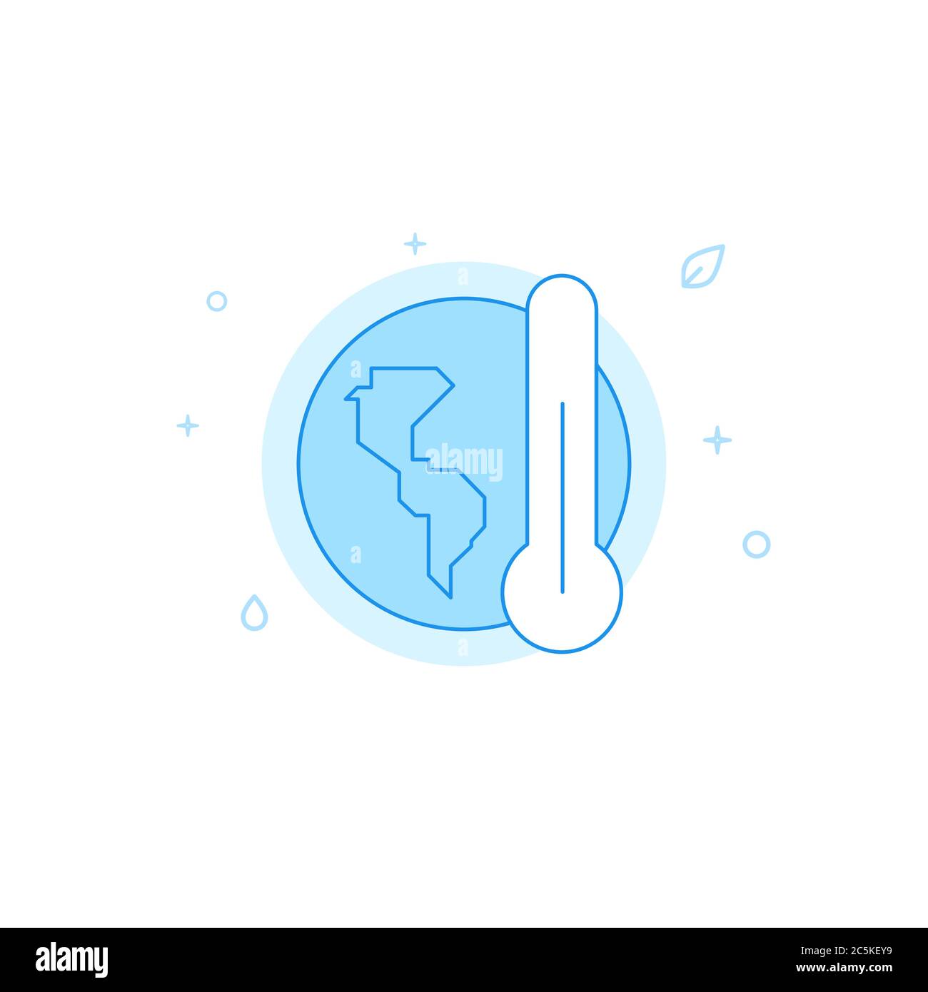Global warming vector icon. Flat illustration. Filled line style. Blue ...