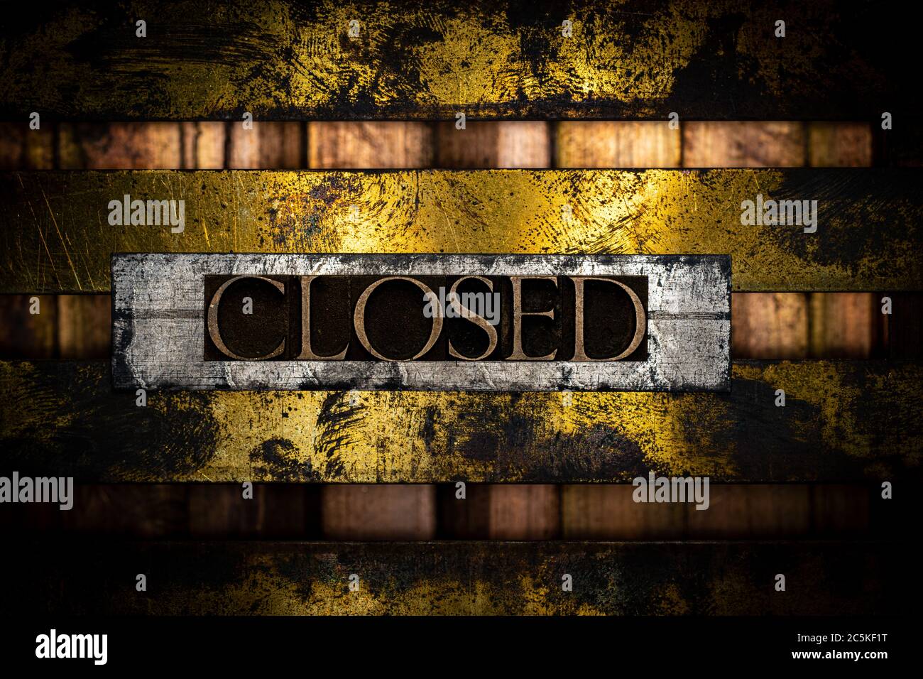 Closed text formed with real authentic typeset letters on vintage ...