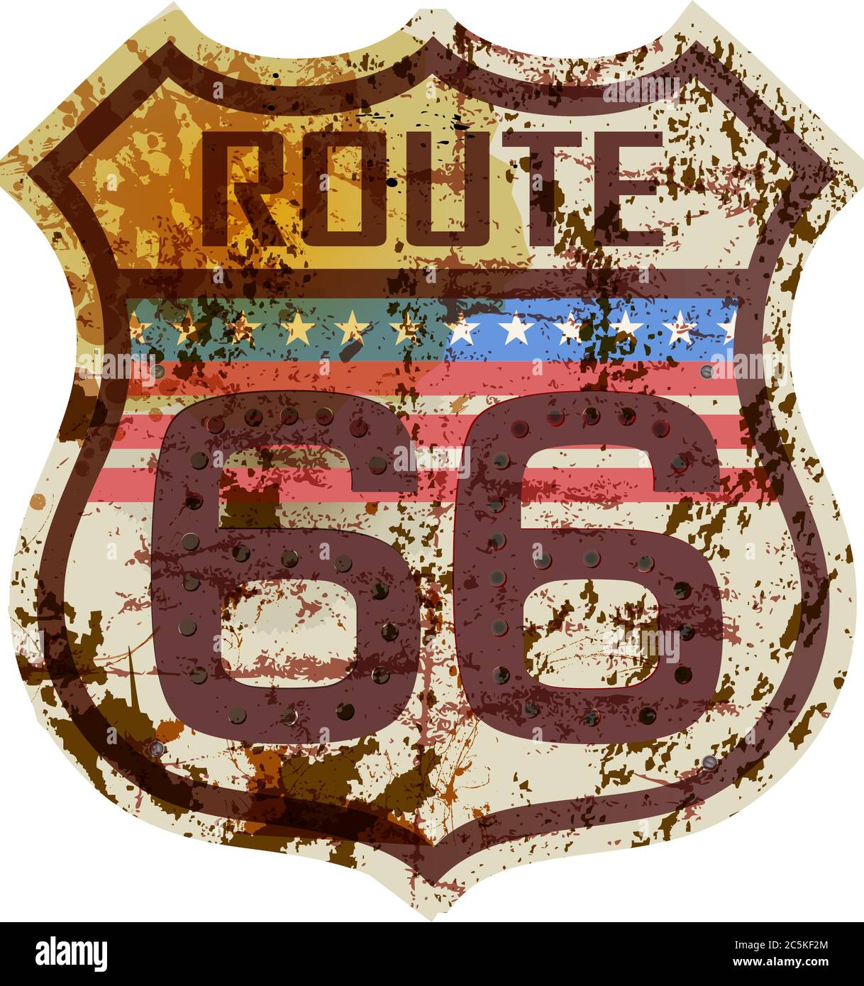 Route 66 sign,distressed grungy roadsign, retro style, vector ...